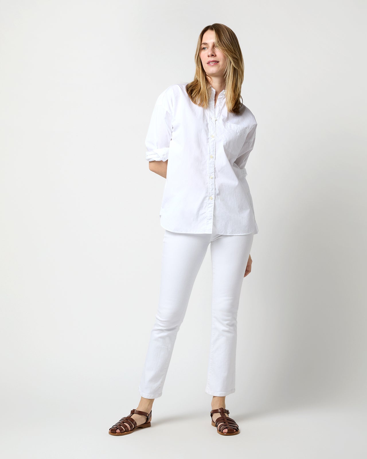 Weekender Shirt in White Poplin | Shop Ann Mashburn