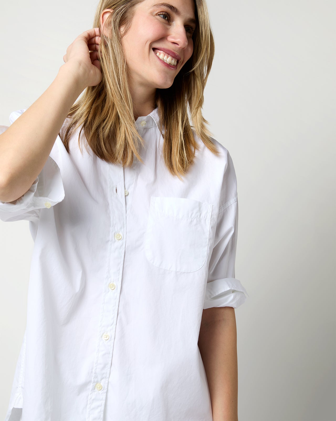 Weekender Shirt in White Poplin | Shop Ann Mashburn