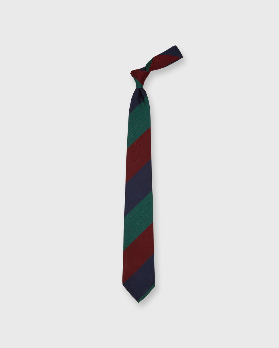 Silk Woven Tie in Navy/Green/Brick Stripe | Shop Sid Mashburn