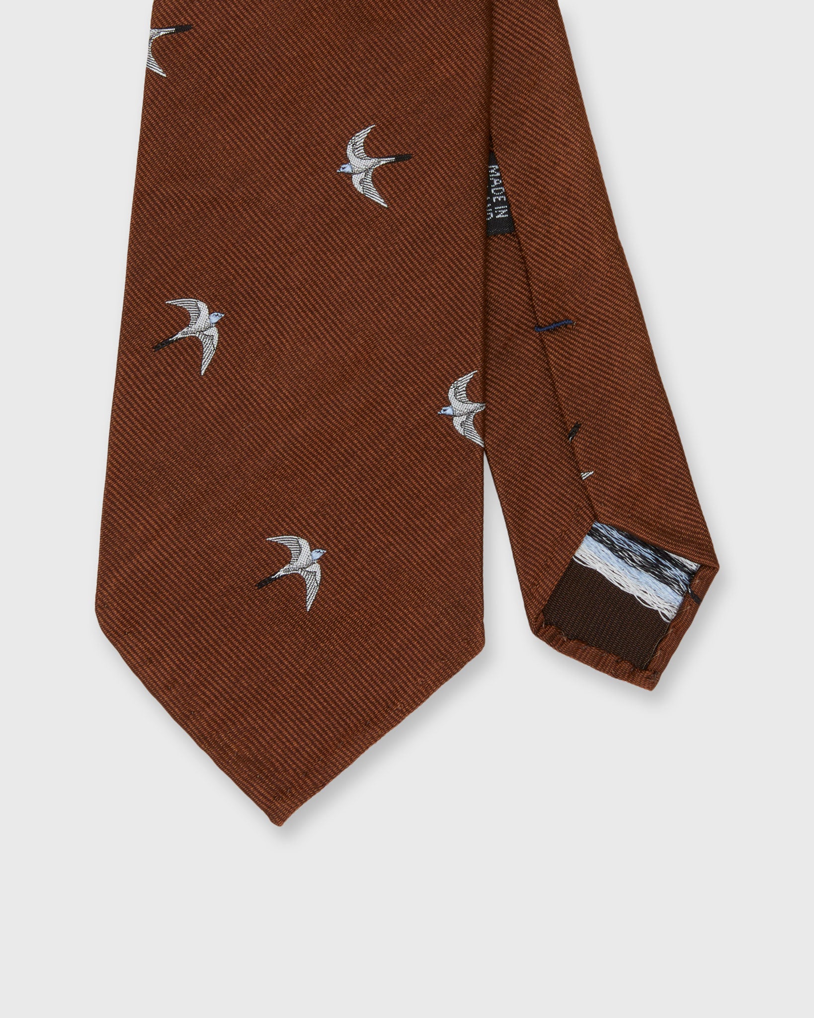 Silk Club Tie in Havana/White/Sky Swallow | Shop Sid Mashburn