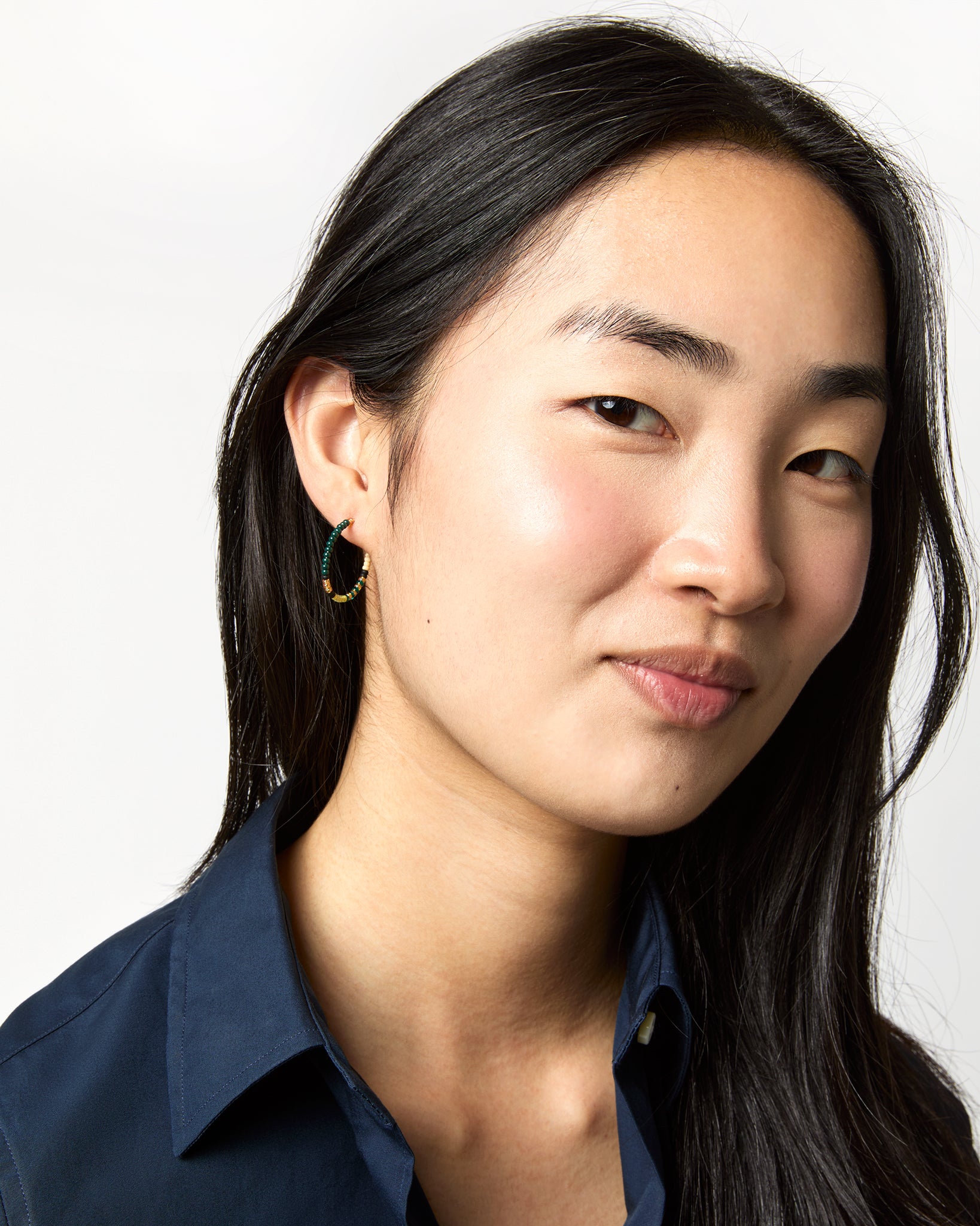 Aryna Hoop Earrings in Olive | Shop Ann Mashburn