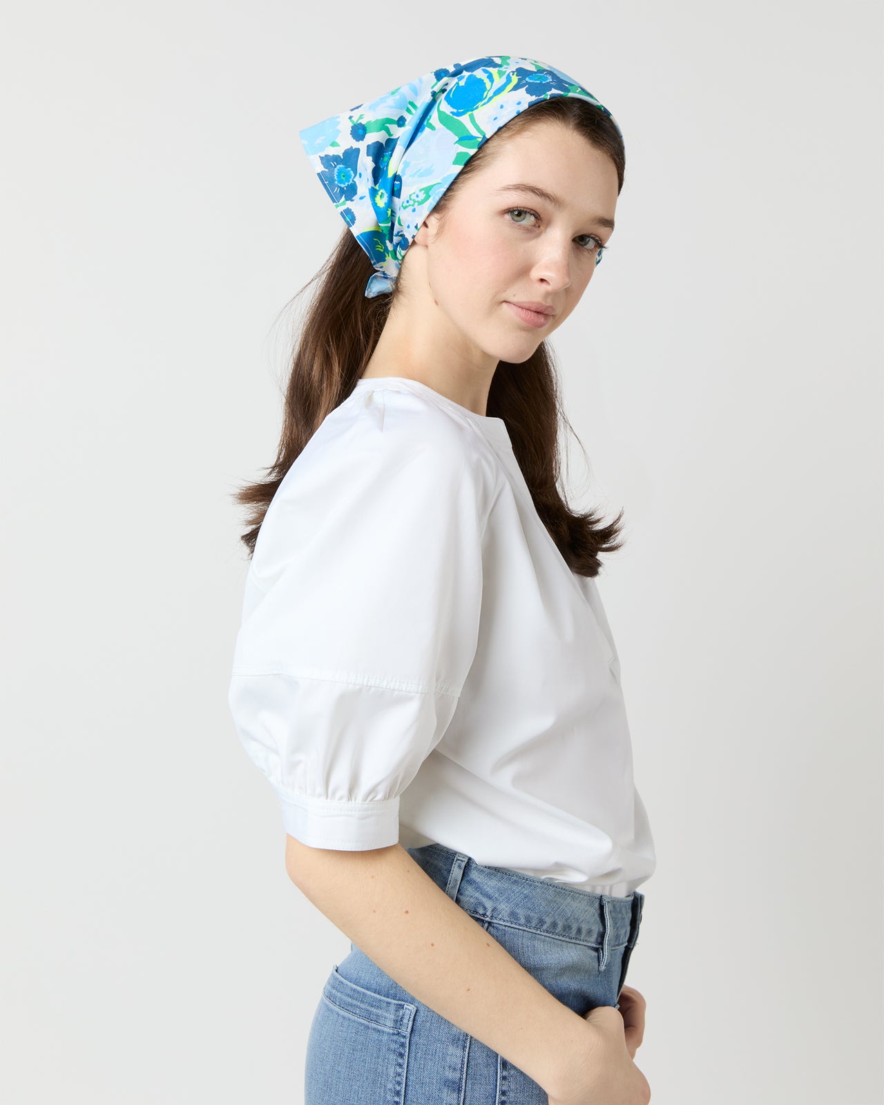 Anyway Scarf in Blue Mariana's Bouquet Liberty Fabric | Shop Ann Mashburn