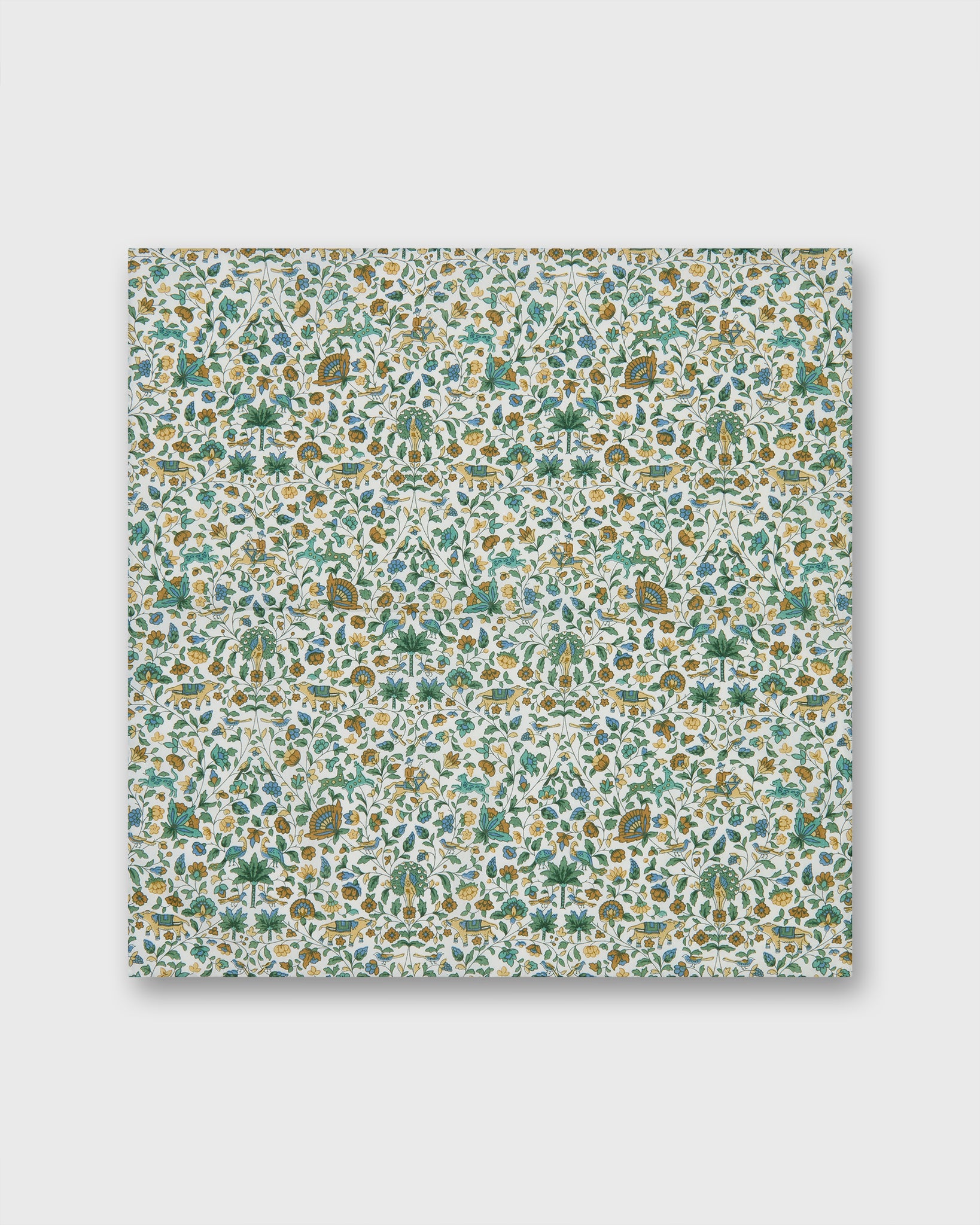 Cotton Print Pocket Square in Green Multi Imran Liberty Fabric | Shop Sid Mashburn