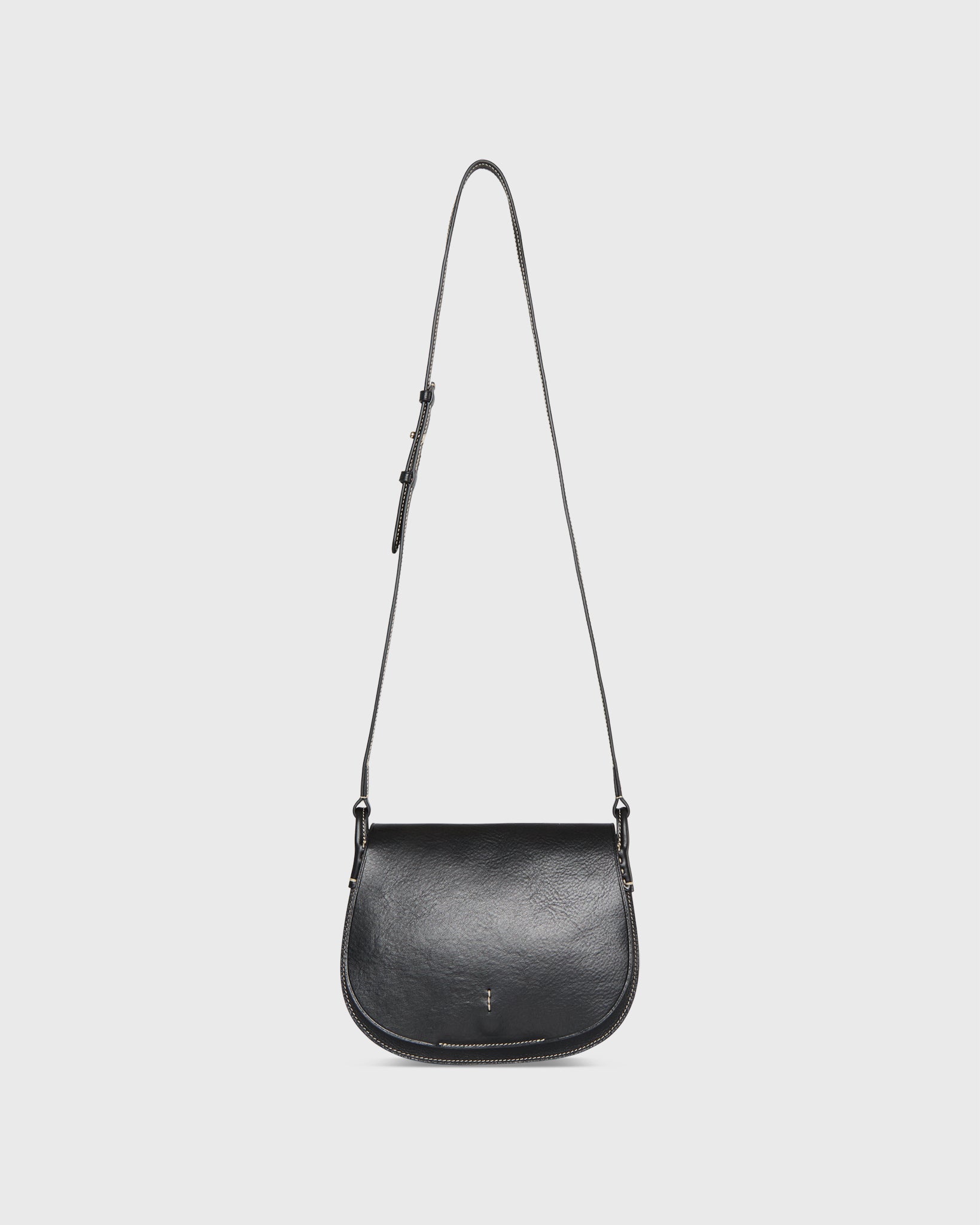 Medium Accordion Clara Crossbody Bag in Black Leather | Shop Ann Mashburn