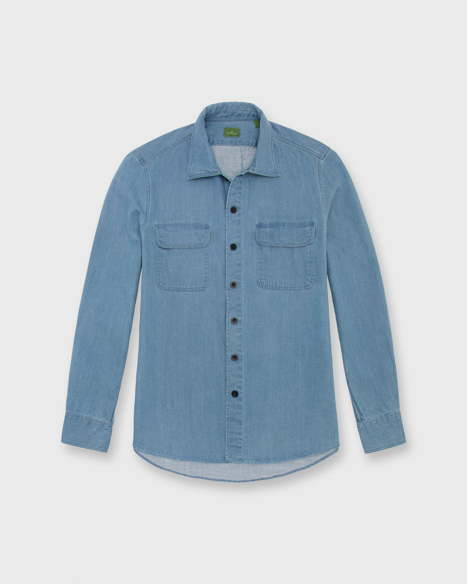 Luke Work Shirt in Light Washed Indigo Denim | Shop Sid Mashburn