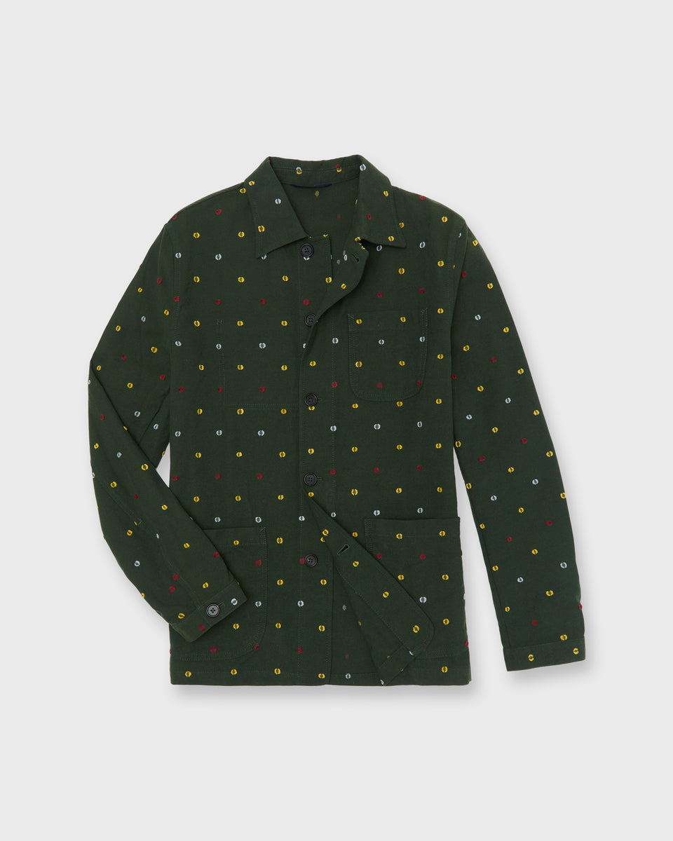 Chore Jacket in Olive/Yellow/Sky Fil Coupé Twill | Shop Sid Mashburn