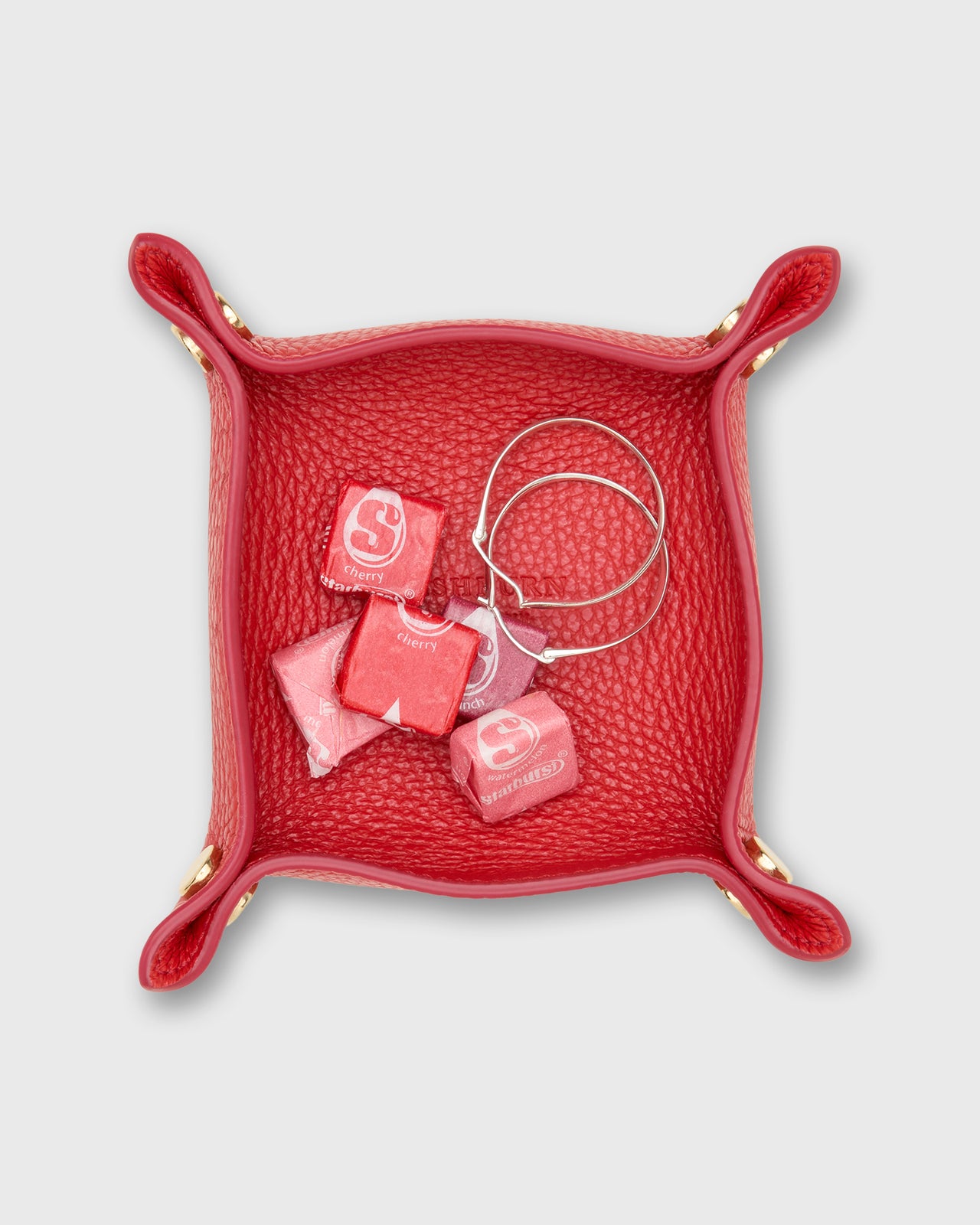 Small Square Tray in Poppy Leather | Shop Ann Mashburn