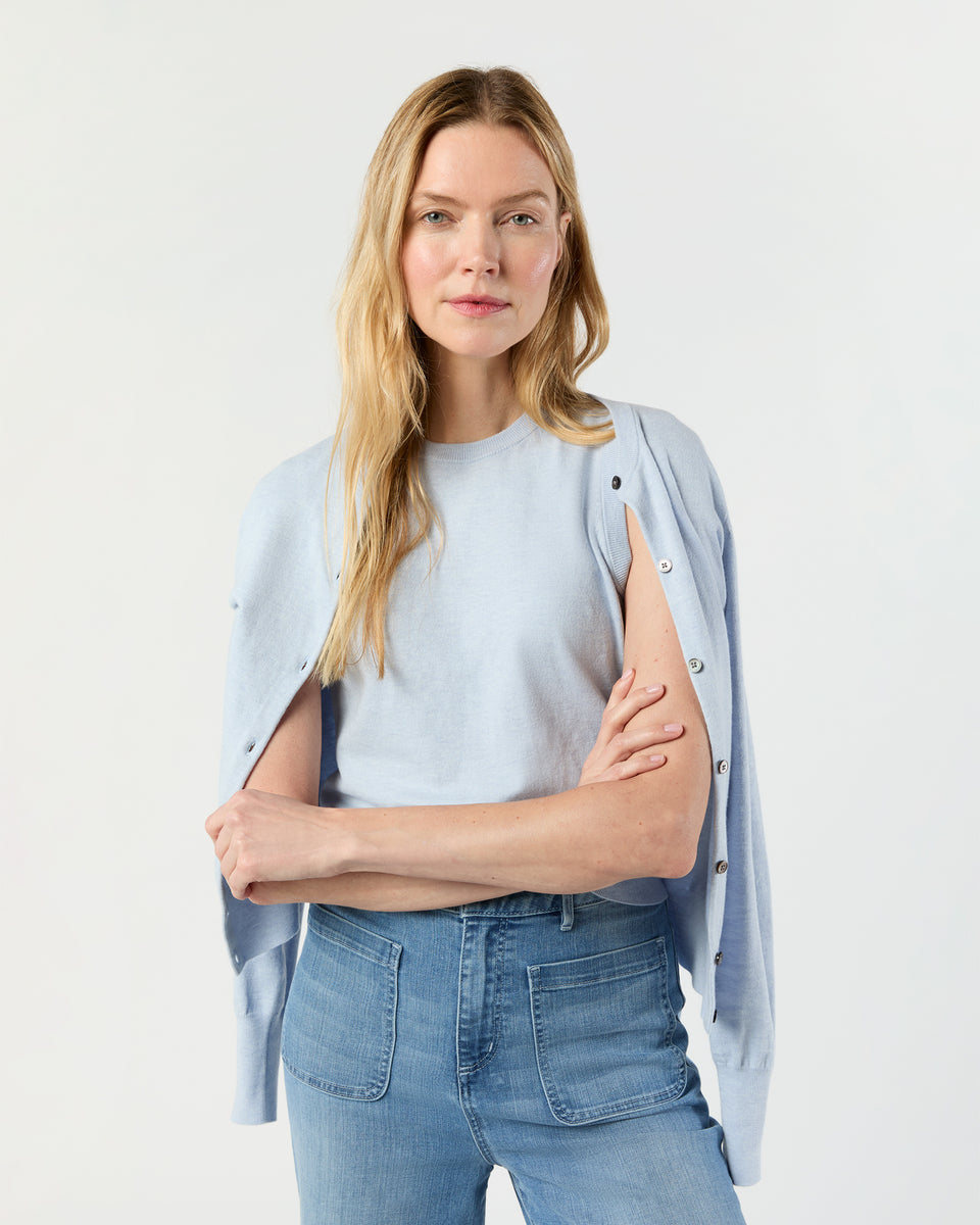 Rosie Shell in Heather Sky Cotton/Silk | Shop Ann Mashburn