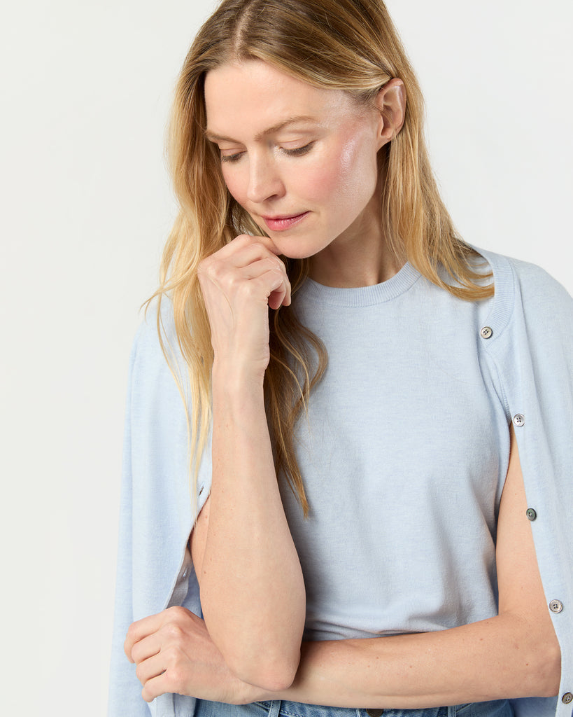 Rosie Shell in Heather Sky Cotton/Silk | Shop Ann Mashburn