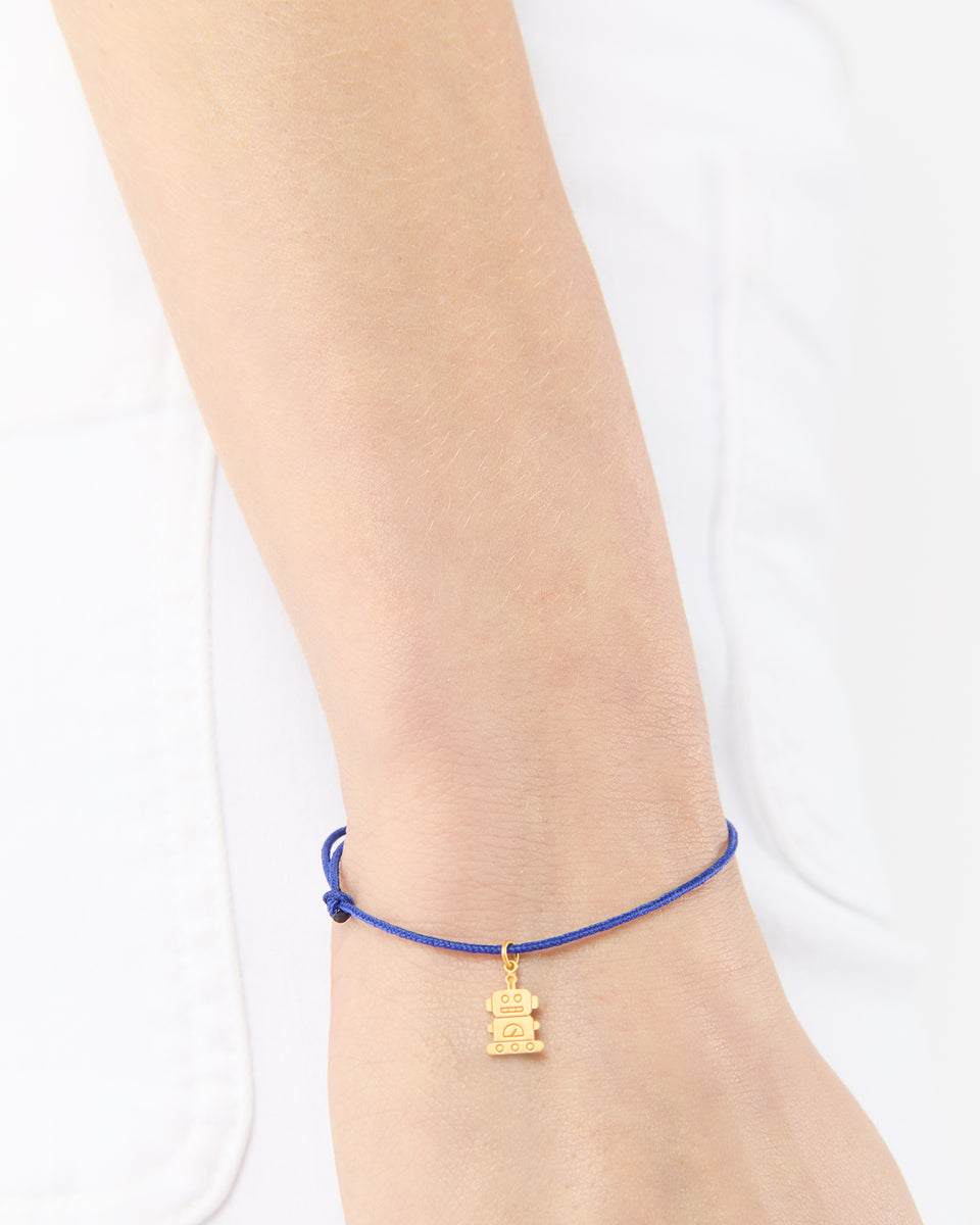 Robot Charm Bracelet in Gold/Assorted Color Cord | Shop Ann Mashburn