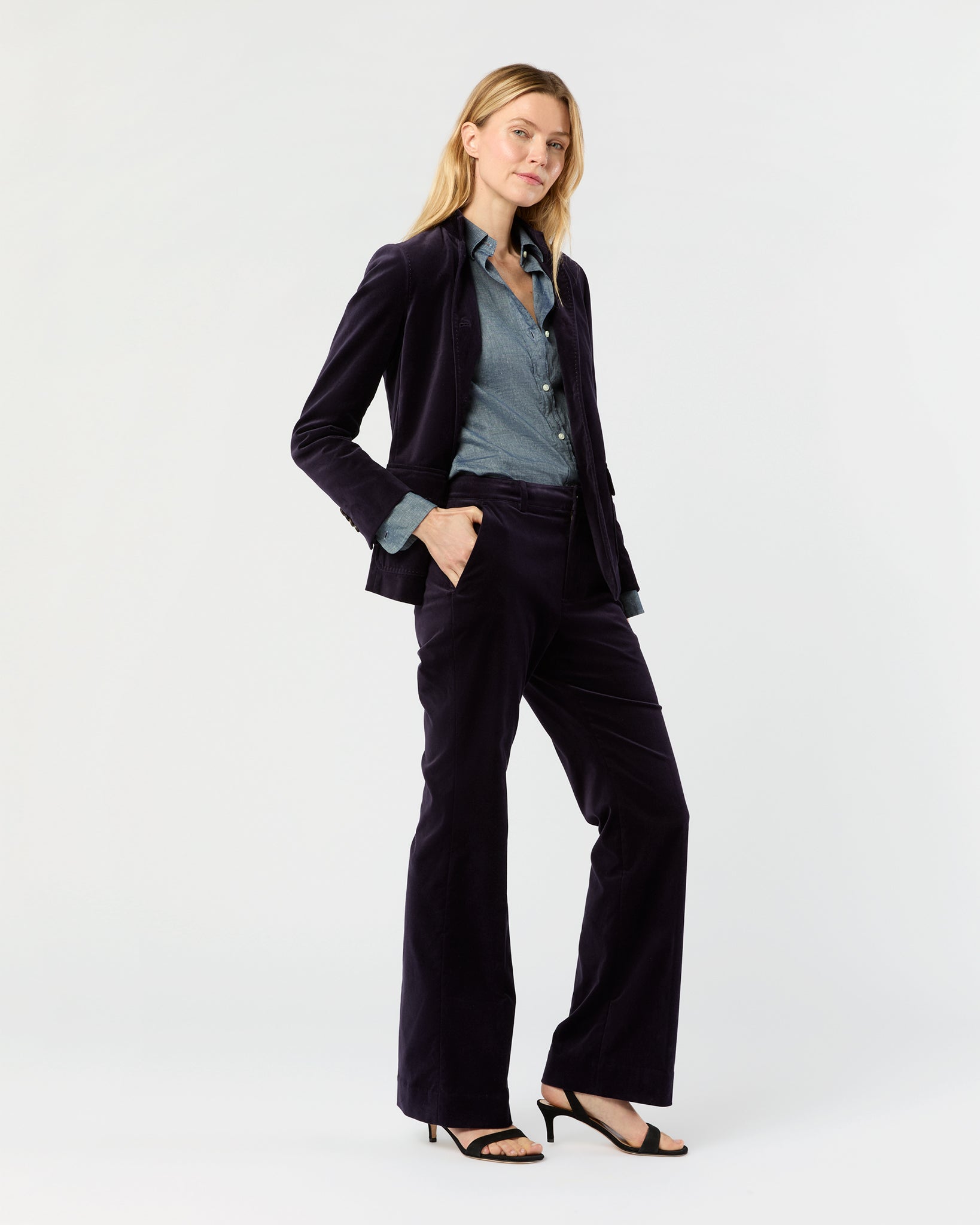 Lindy Trouser in Eggplant Stretch Velveteen - discounts and promo codes ...
