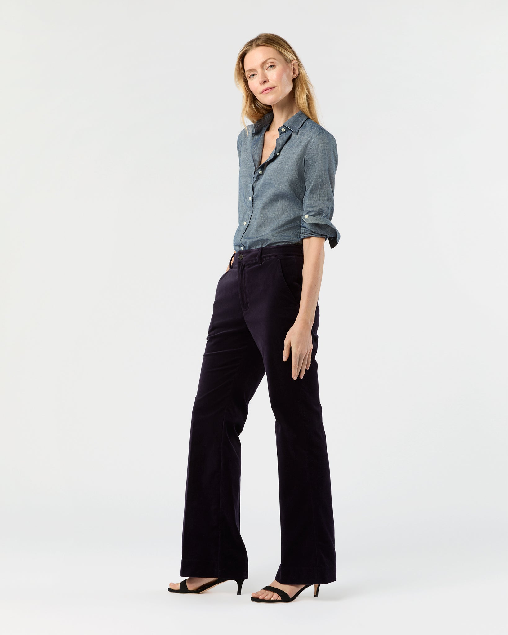 Lindy Trouser in Eggplant Stretch Velveteen - discounts and promo codes ...