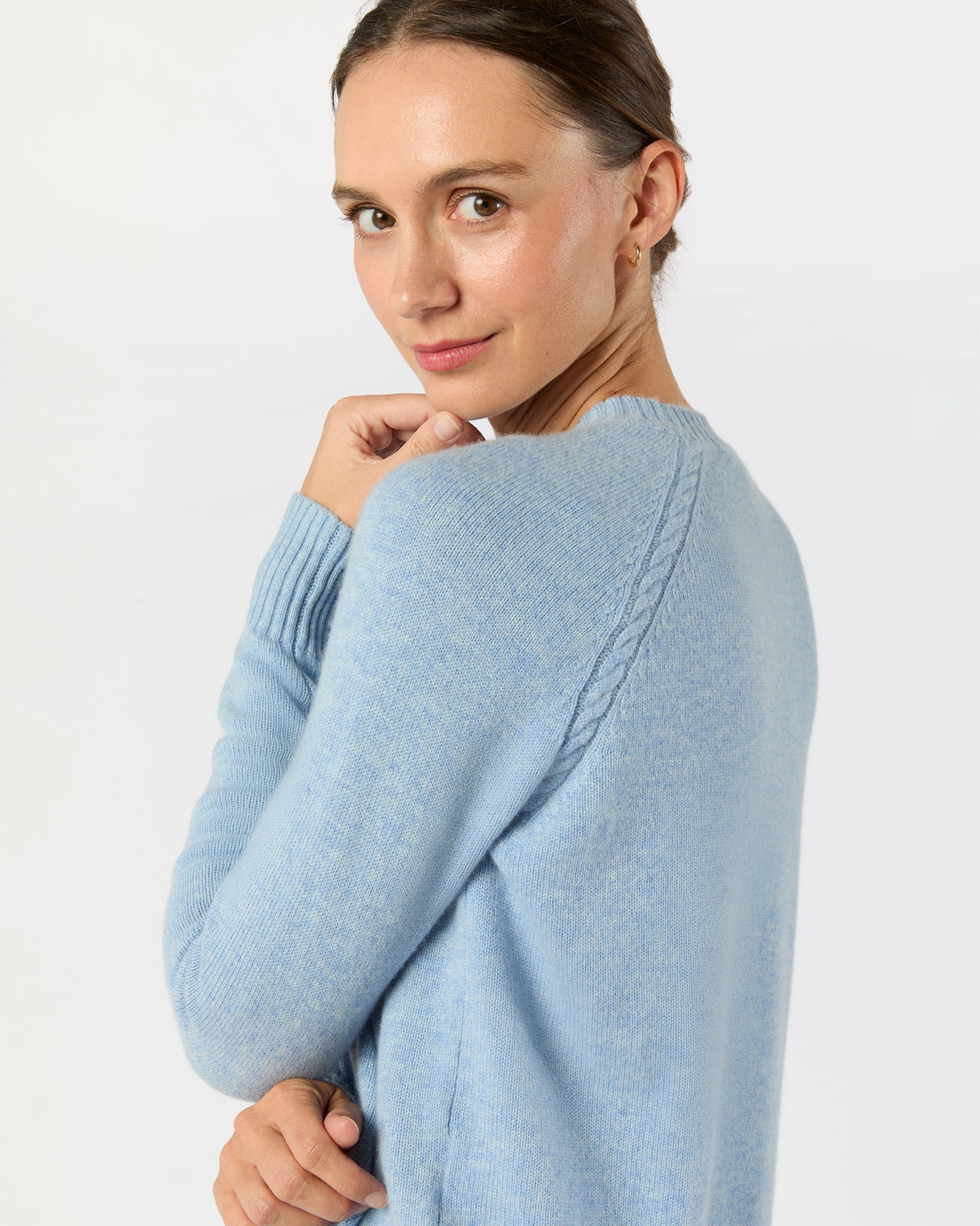 Aria Sweater in Heather Sky Cashmere | Shop Ann Mashburn