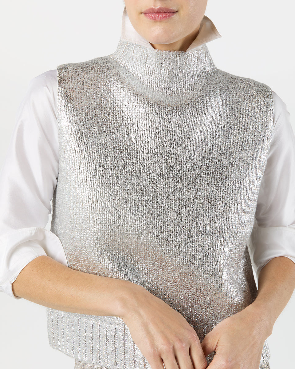 Val Sweater in Silver Foil Print Cotton/Wool | Shop Ann Mashburn