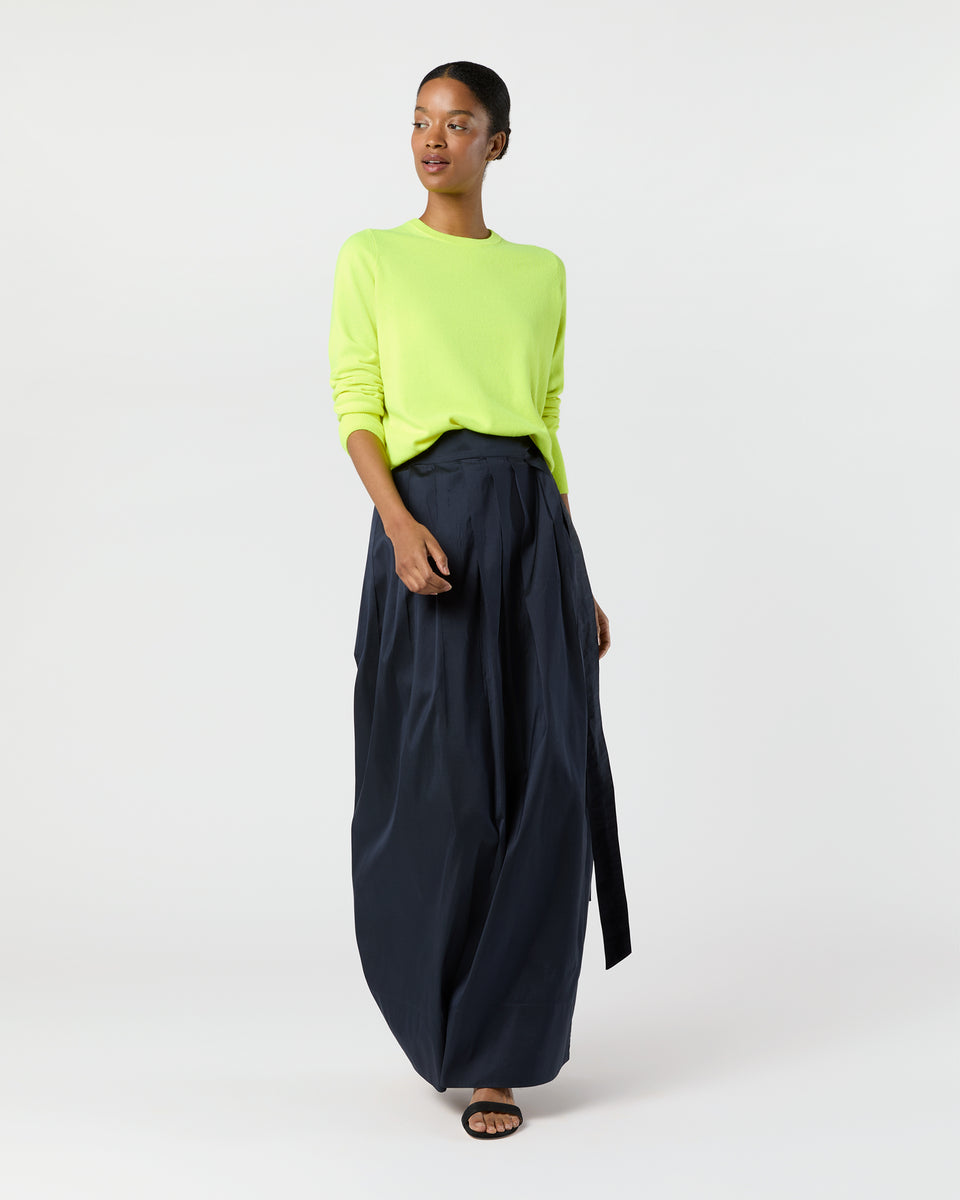 Kit Crewneck Sweater in Neon Yellow Cashmere | Shop Ann Mashburn