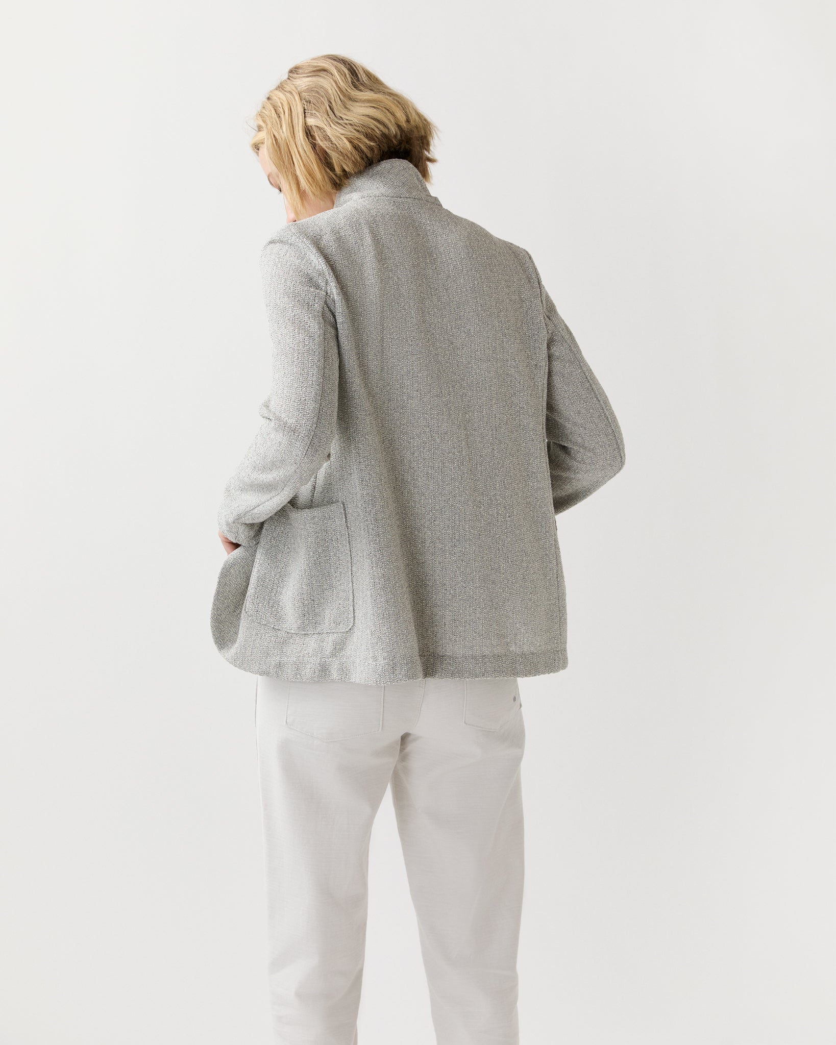Stand Up Collar Blazer in Ash | Ann Mashburn | Shop Ann Mashburn