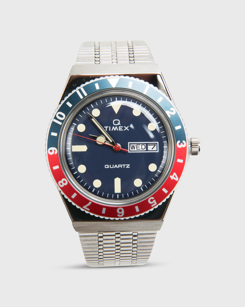 Q Timex Reissue Watch in Silver/Navy/Red | Shop Sid Mashburn