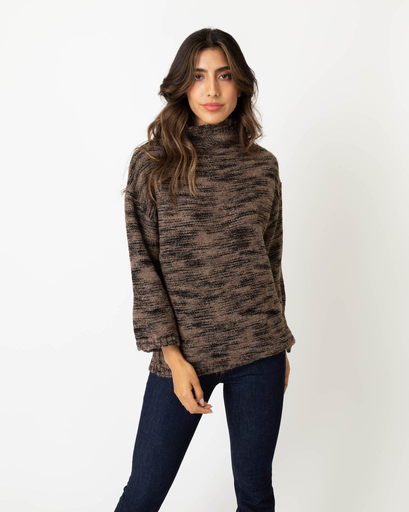 Anoa Tiger Sweater in Brown/Black Alpaca/Wool Blend | Shop Ann Mashburn